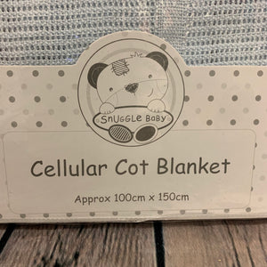 Cot Blanket Pale Blue Cellular Blanket 100 x 150 cms ...